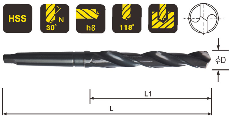 HSS High performance taper shank twist drill - High speed steel, 440C ...